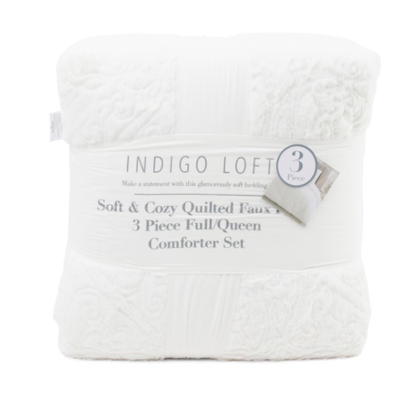 Indigo | Bedding | Indigo Loft Quilted Faux Fur 3piece Comforter Set ...